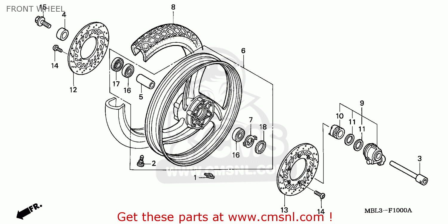 Honda NT650V DEAUVILLE 1999 (X) ENGLAND FRONT WHEEL - buy FRONT WHEEL ...