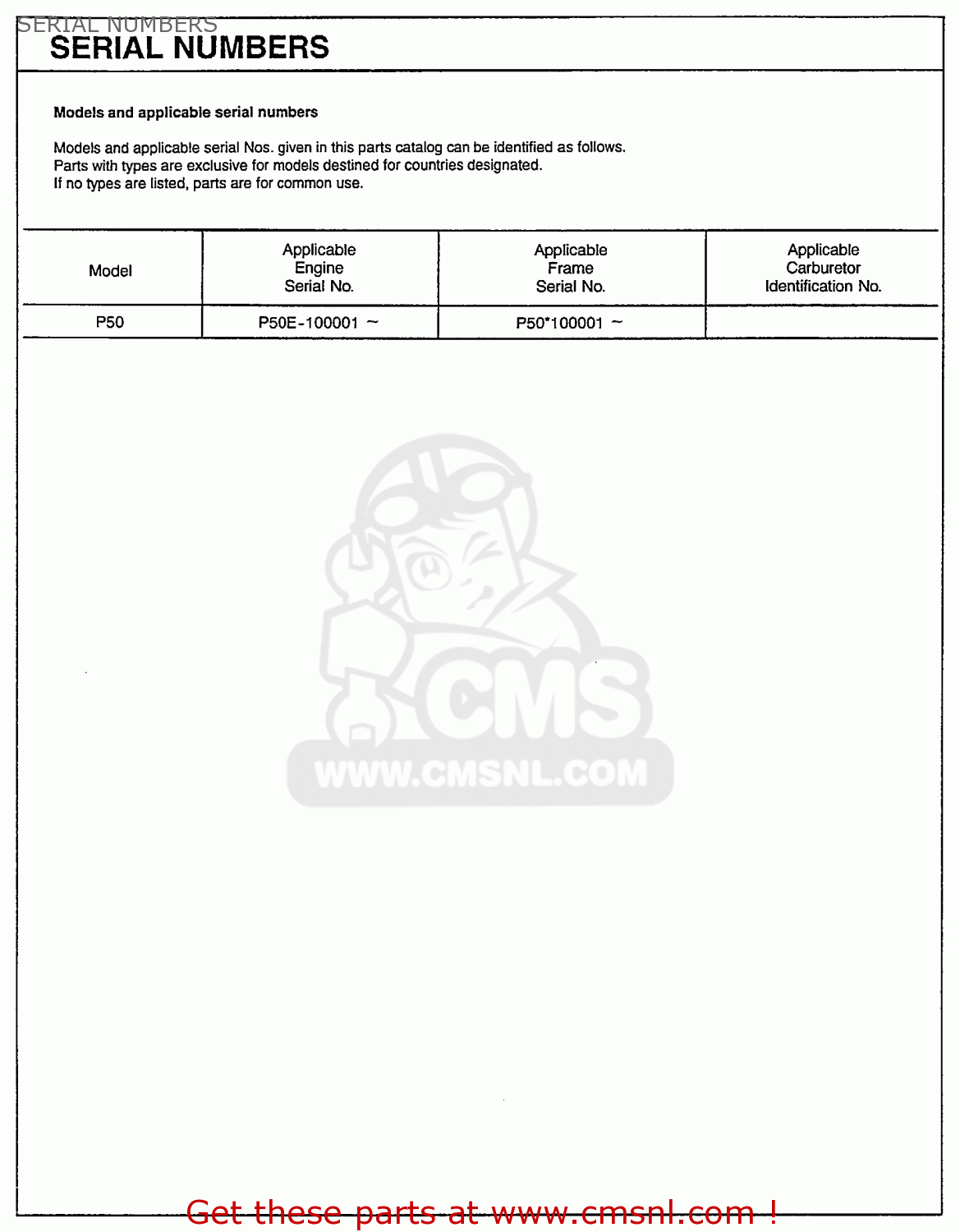 Honda P50 LITTLE HONDA 1967 USA SERIAL NUMBERS - buy SERIAL NUMBERS ...
