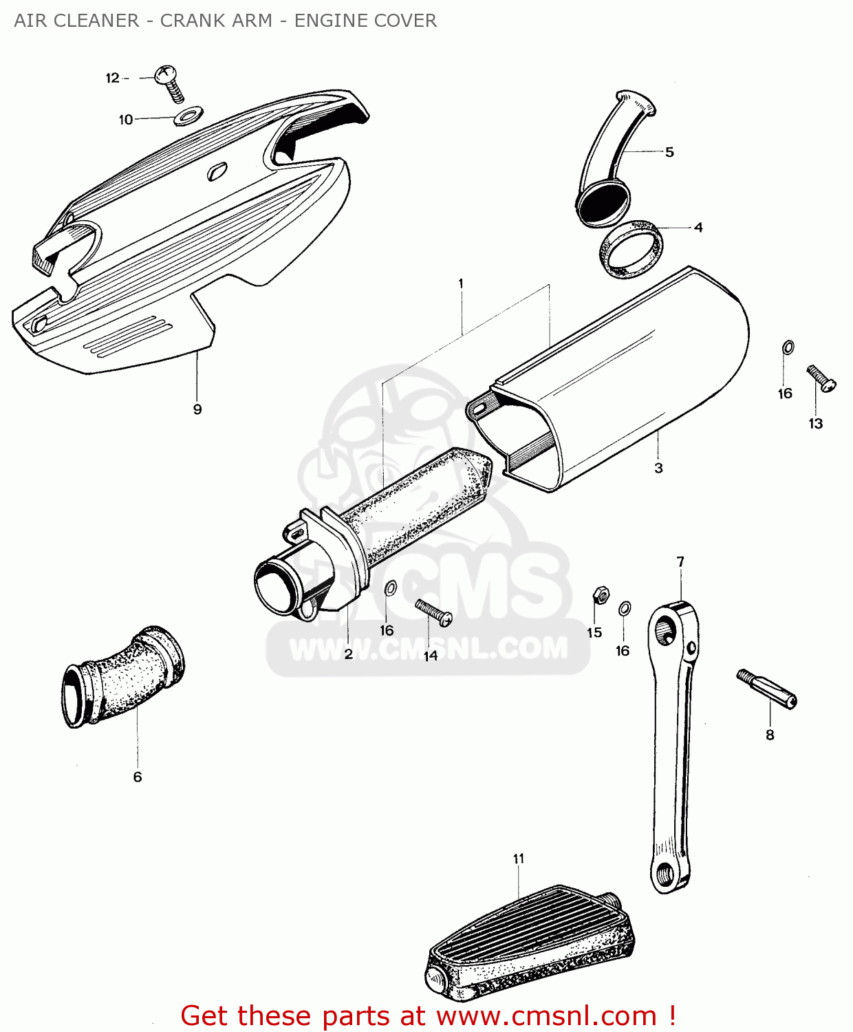 AIR CLEANER - CRANK ARM - ENGINE COVER - PF50 AMIGO 1972 STANDARD ...