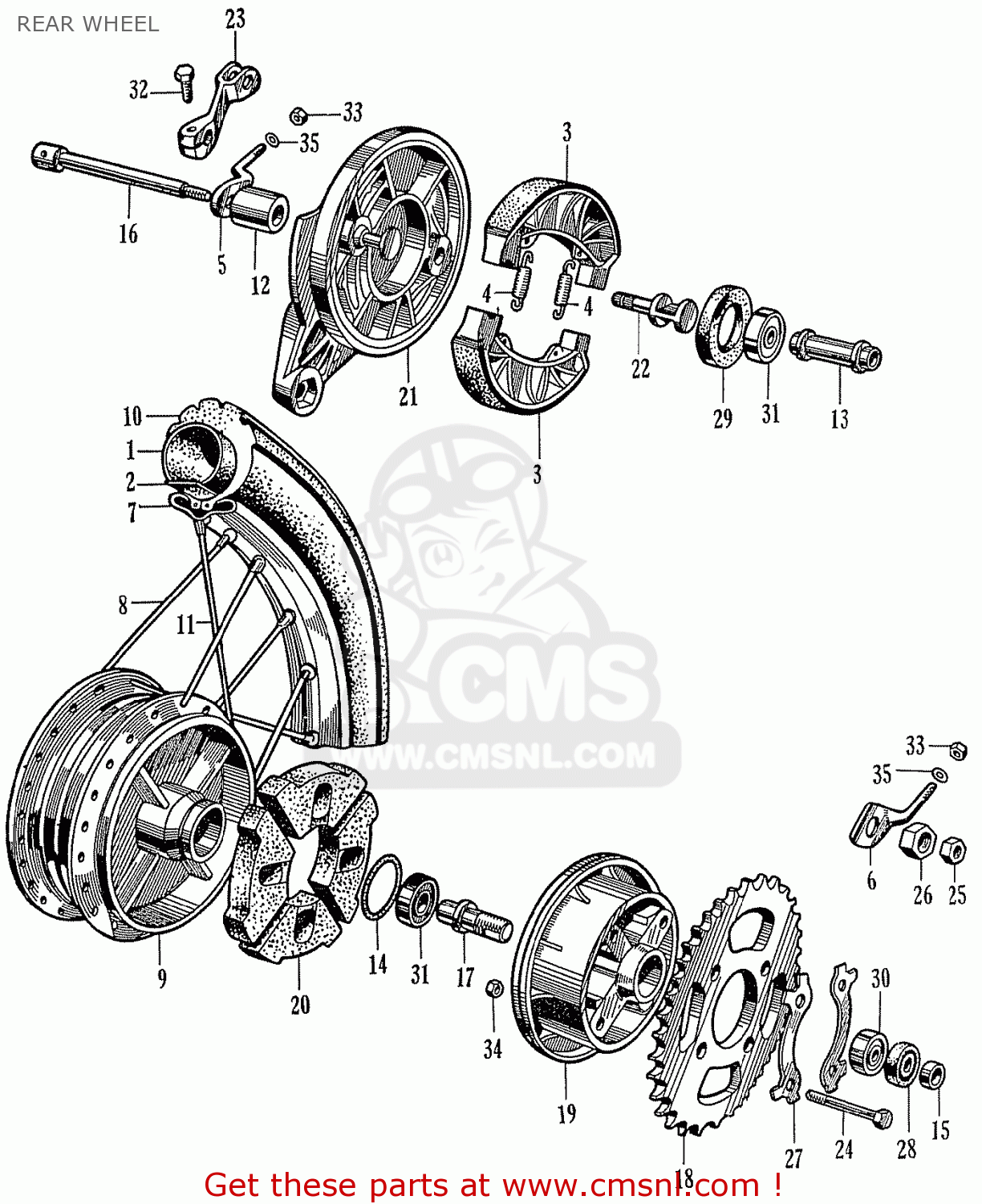 Honda S65 GENERAL EXPORT REAR WHEEL - buy REAR WHEEL spares online