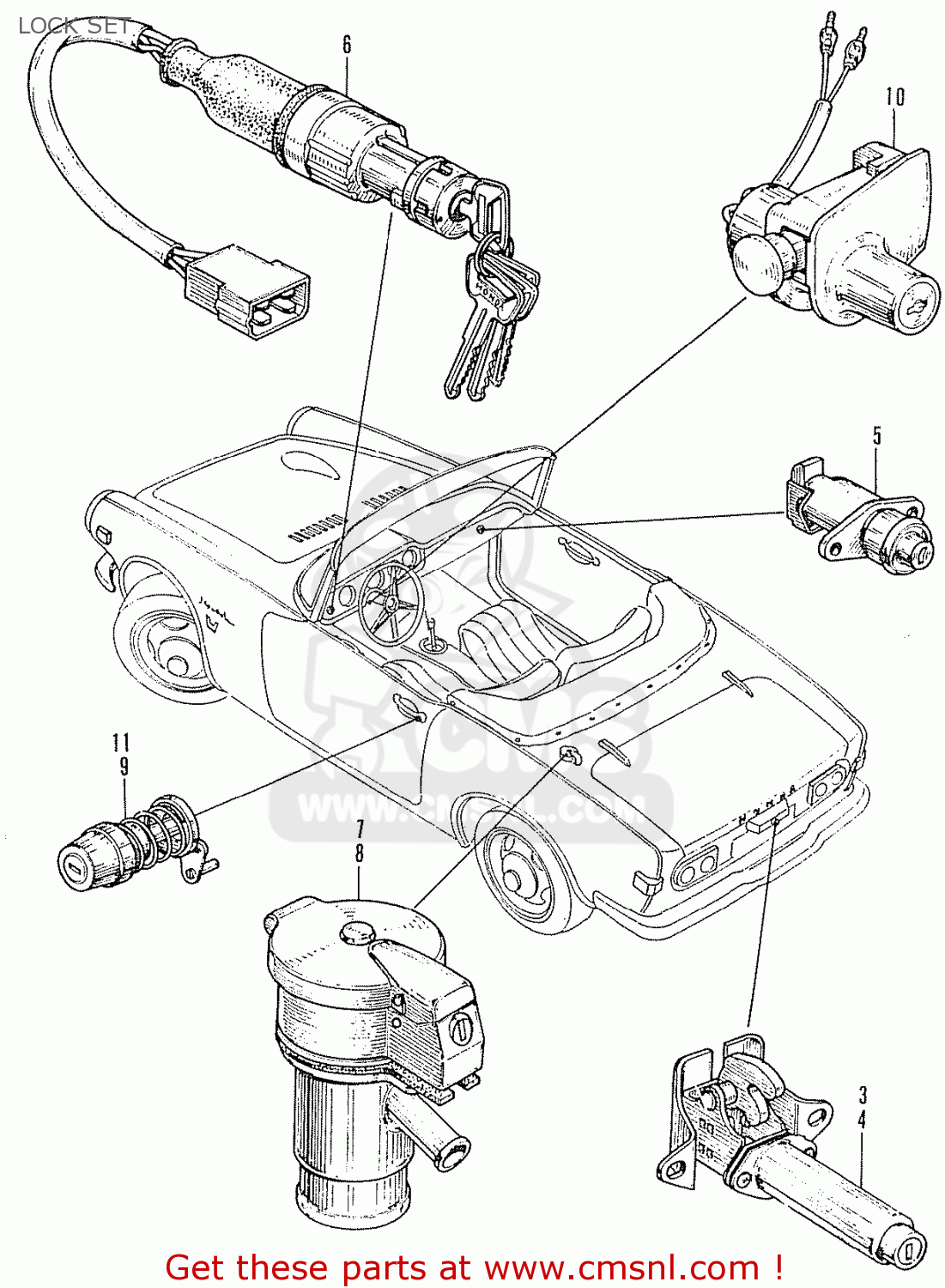 Honda S800 COUPE (KE KG KF KT KB KU KP KD KA KC KO) LOCK SET - buy LOCK ...