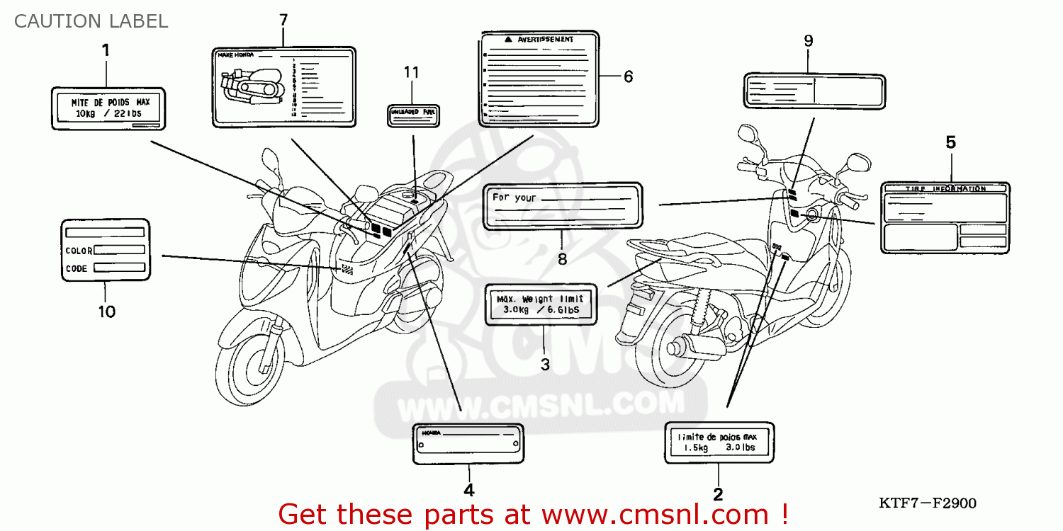Honda SH150 2006 (6) EUROPEAN DIRECT SALES CAUTION LABEL - buy CAUTION ...