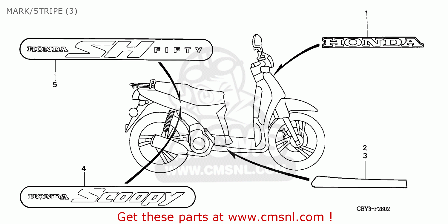 Honda SH50 SCOOPY 2001 (1) NETHERLANDS KPH MARK/STRIPE (3) - buy MARK ...