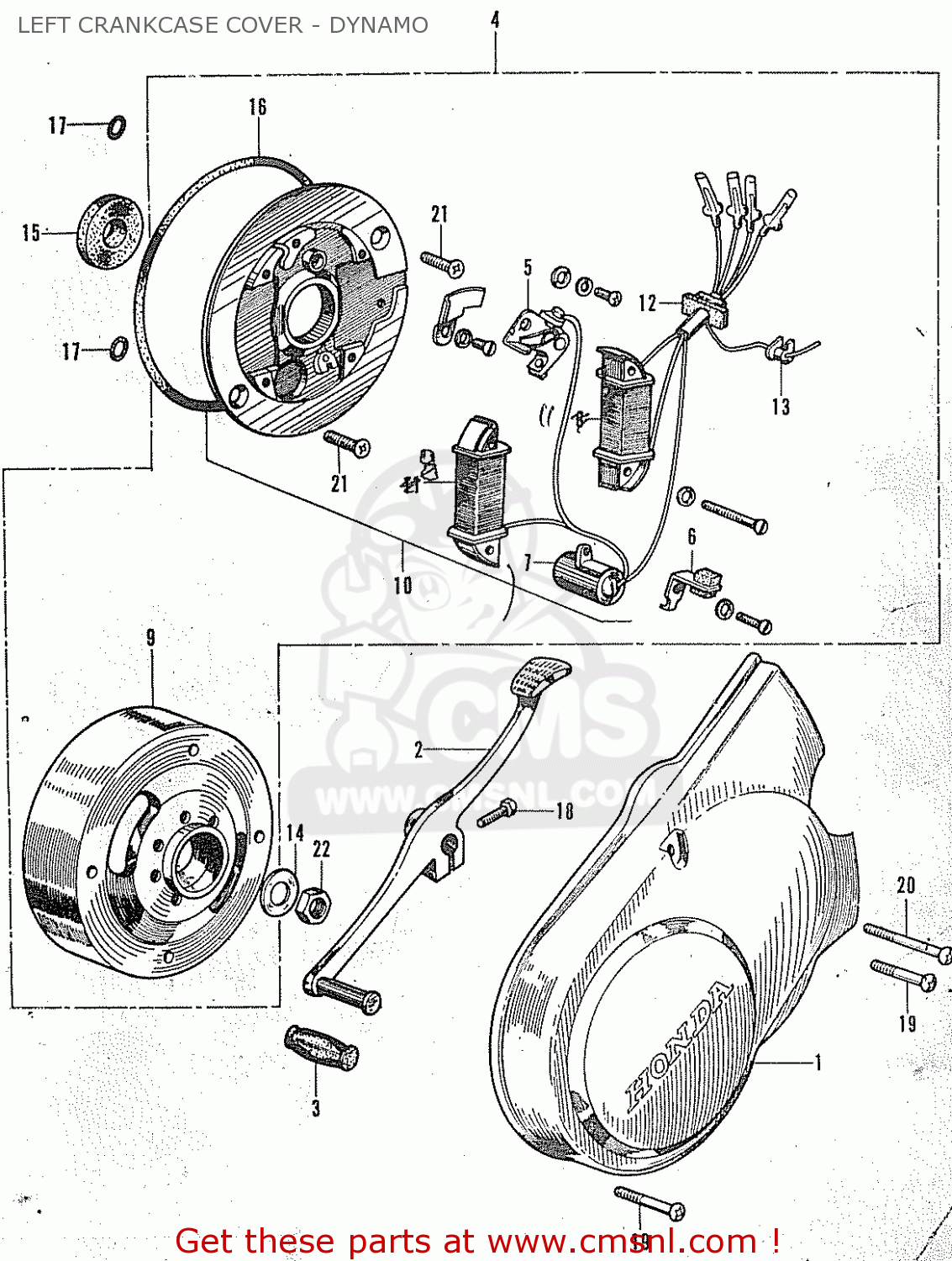 Honda SS50V GENERAL EXPORT LEFT CRANKCASE COVER - DYNAMO - buy LEFT ...