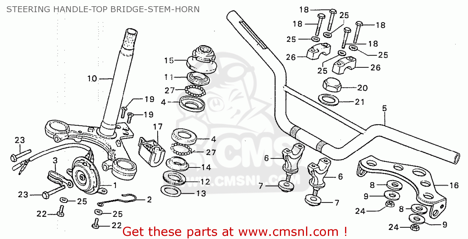 Honda SS50Z K2 ENGLAND STEERING HANDLE-TOP BRIDGE-STEM-HORN - buy ...