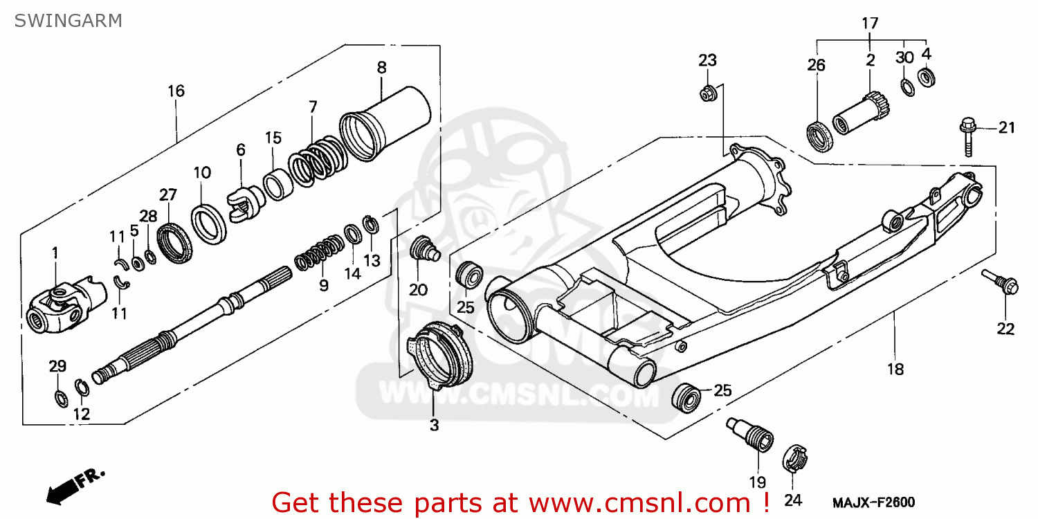 Honda ST1100 PANEUROPEAN 2000 (Y) ENGLAND SWINGARM - buy SWINGARM ...