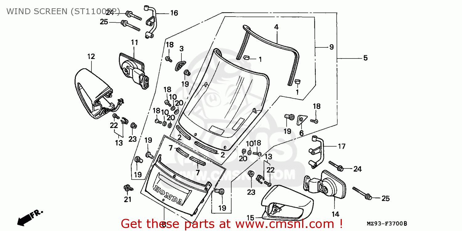 Honda ST1100P PANEUROPEAN 1993 (P) AUSTRIA / KPH WIND SCREEN (ST1100PP ...