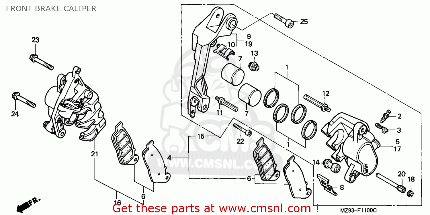 Honda ST1100P PANEUROPEAN 2000 (Y) ENGLAND / MKH FRONT BRAKE CALIPER ...