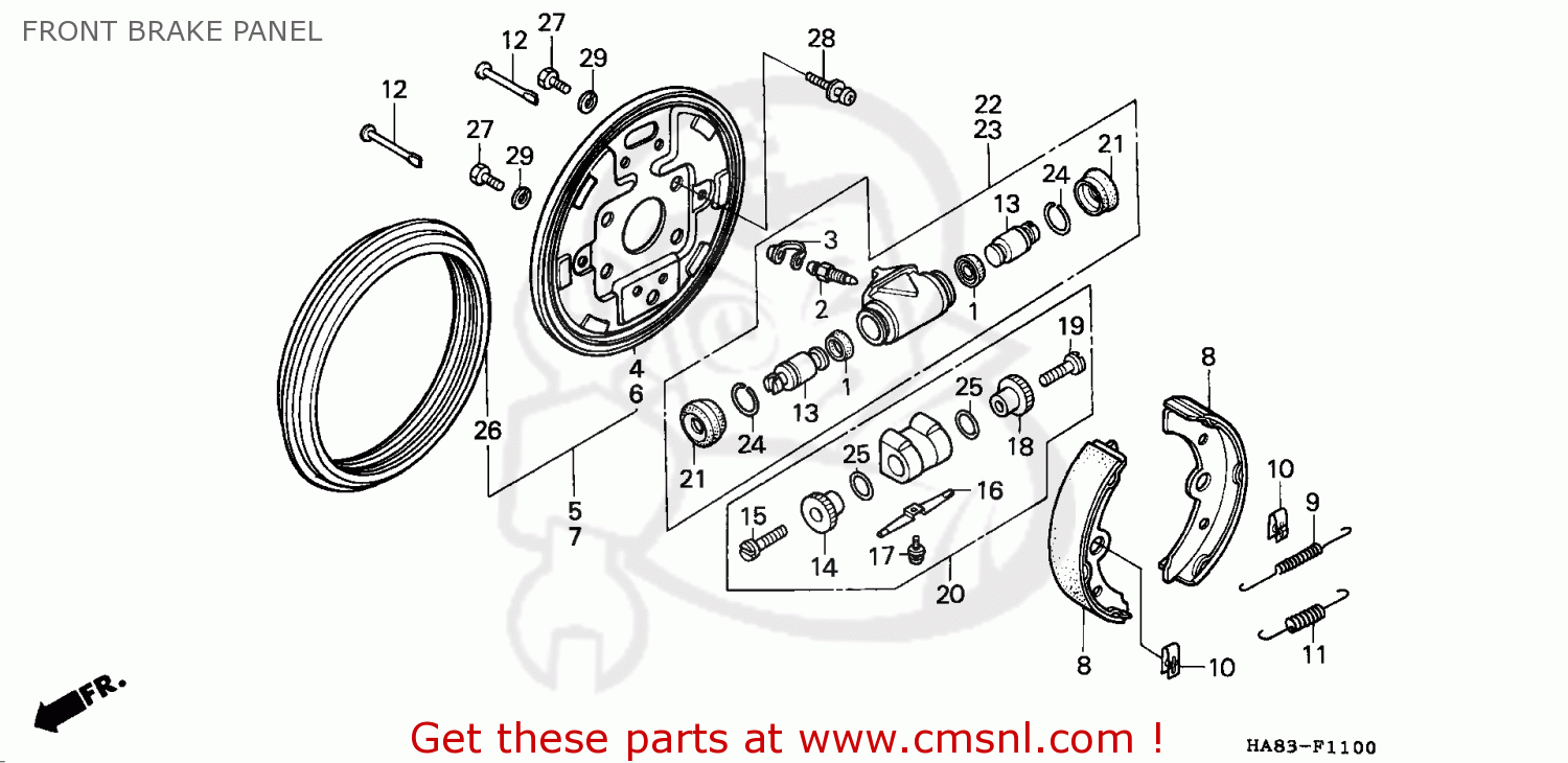 Honda TRX250 FOURTRAX 1986 (G) CANADA FRONT BRAKE PANEL - buy FRONT ...