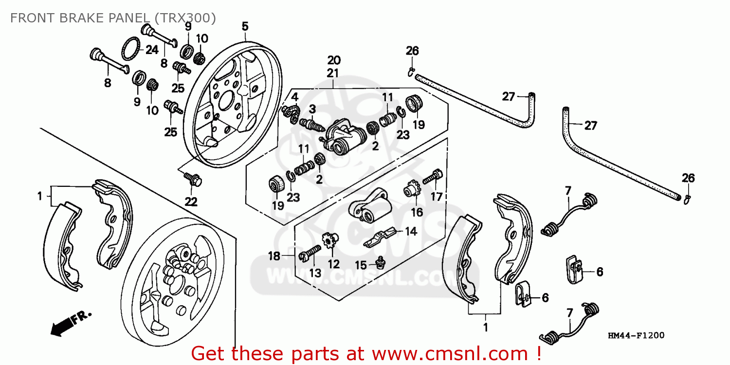 Honda TRX300 FOURTRAX 1999 (X) USA FRONT BRAKE PANEL (TRX300) - buy ...