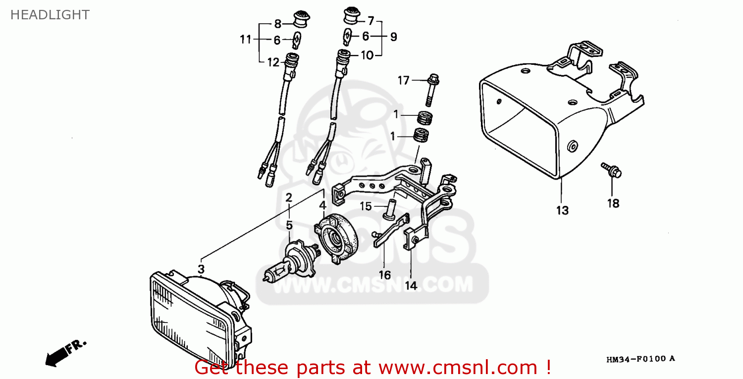 Honda TRX300EX FOURTRAX 1996 (T) USA HEADLIGHT - buy HEADLIGHT spares ...