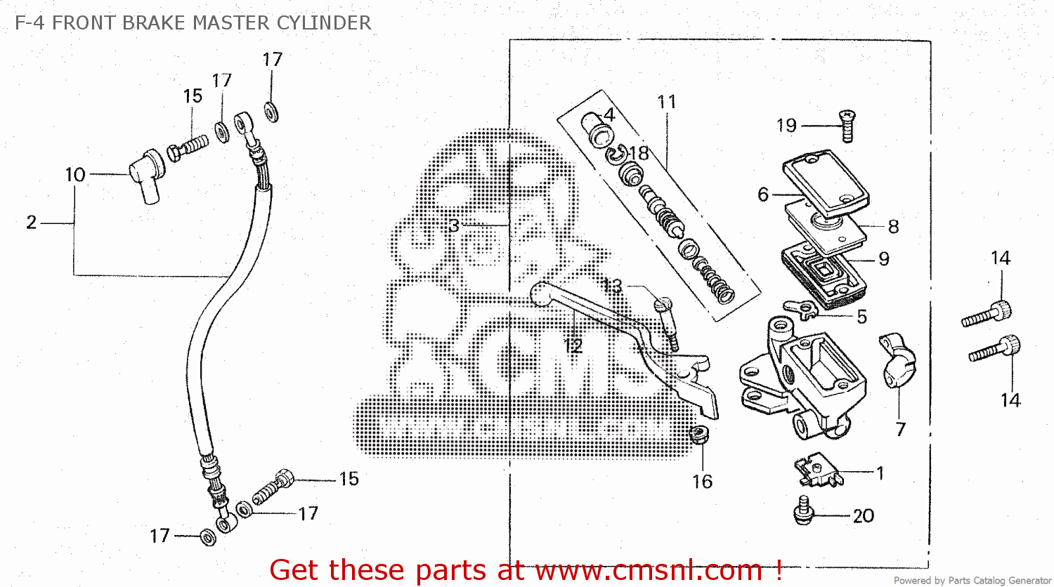 Honda VF400F 1983 (D) F-4 FRONT BRAKE MASTER CYLINDER - buy F-4 FRONT ...