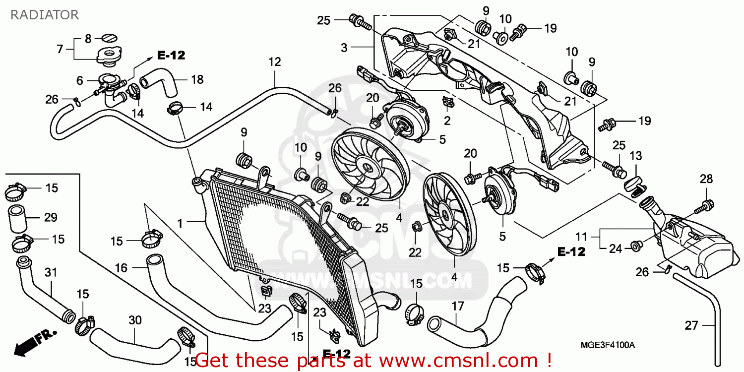Honda VFR1200F 2010 (A) ENGLAND / MKH RADIATOR - buy RADIATOR spares online