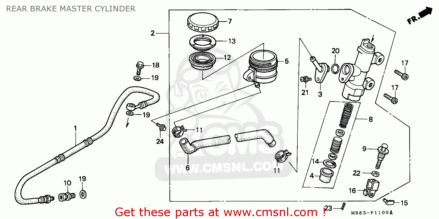 Honda VFR400R3 1990 (L) AUSTRIA REAR BRAKE MASTER CYLINDER - buy REAR ...