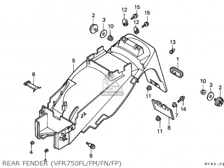 Honda Honda VFR750F 1990 (L) ENGLAND parts lists and schematics