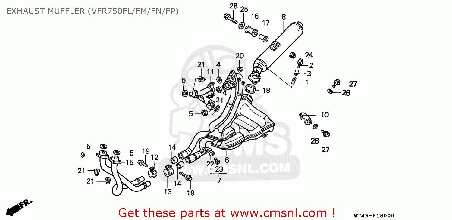 Honda VFR750F 1990 (L) FINLAND EXHAUST MUFFLER (VFR750FL/FM/FN/FP ...