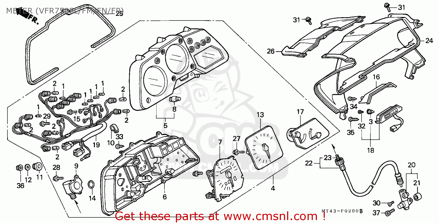 Honda VFR750F 1990 (L) NORTHERN EUROPE METER (VFR750FL/FM/FN/FP) - buy ...