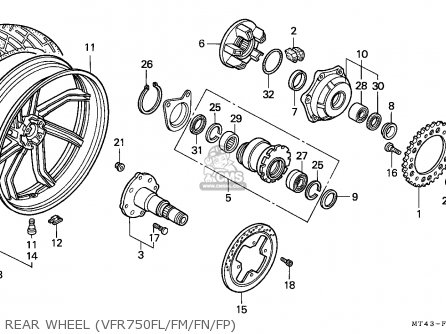 Honda VFR750F 1990 (L) NORTHERN EUROPE parts lists and schematics