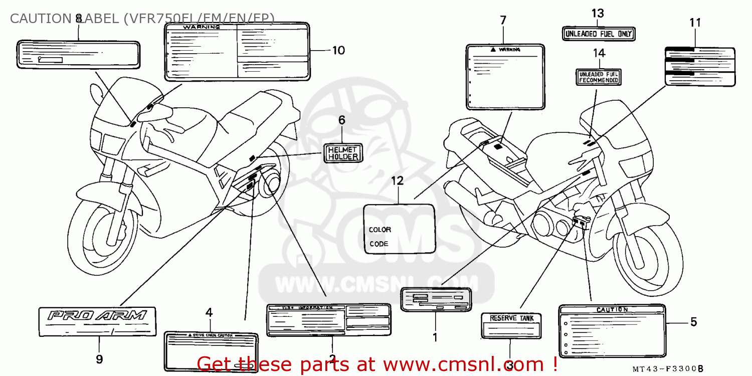 Honda VFR750F 1993 (P) FRANCE parts lists and schematics