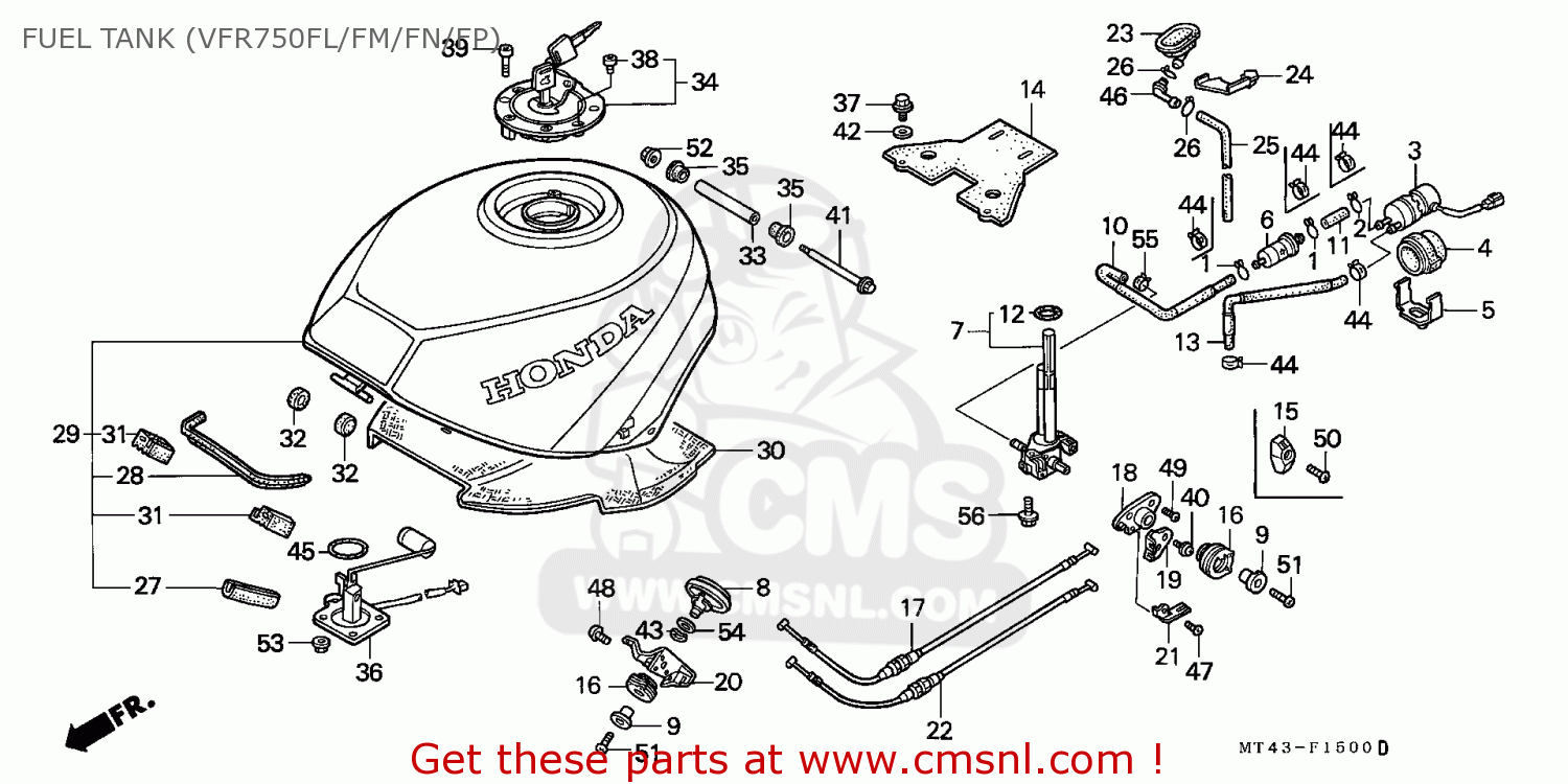 Honda VFR750F 1993 (P) FRANCE parts lists and schematics