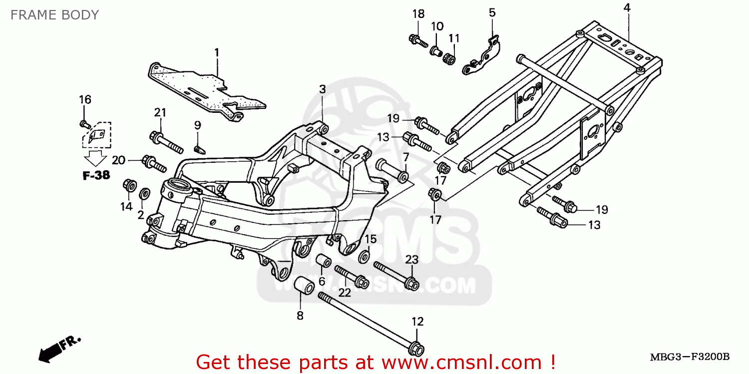 Honda VFR800FI 1998 (W) AUSTRALIA FRAME BODY - buy FRAME BODY spares online