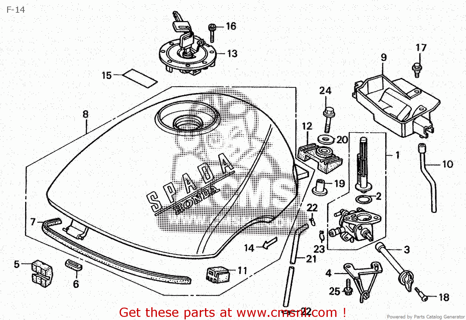 Honda VT250 SPADA 1988 (J) JAPAN MC20-100 parts lists and schematics