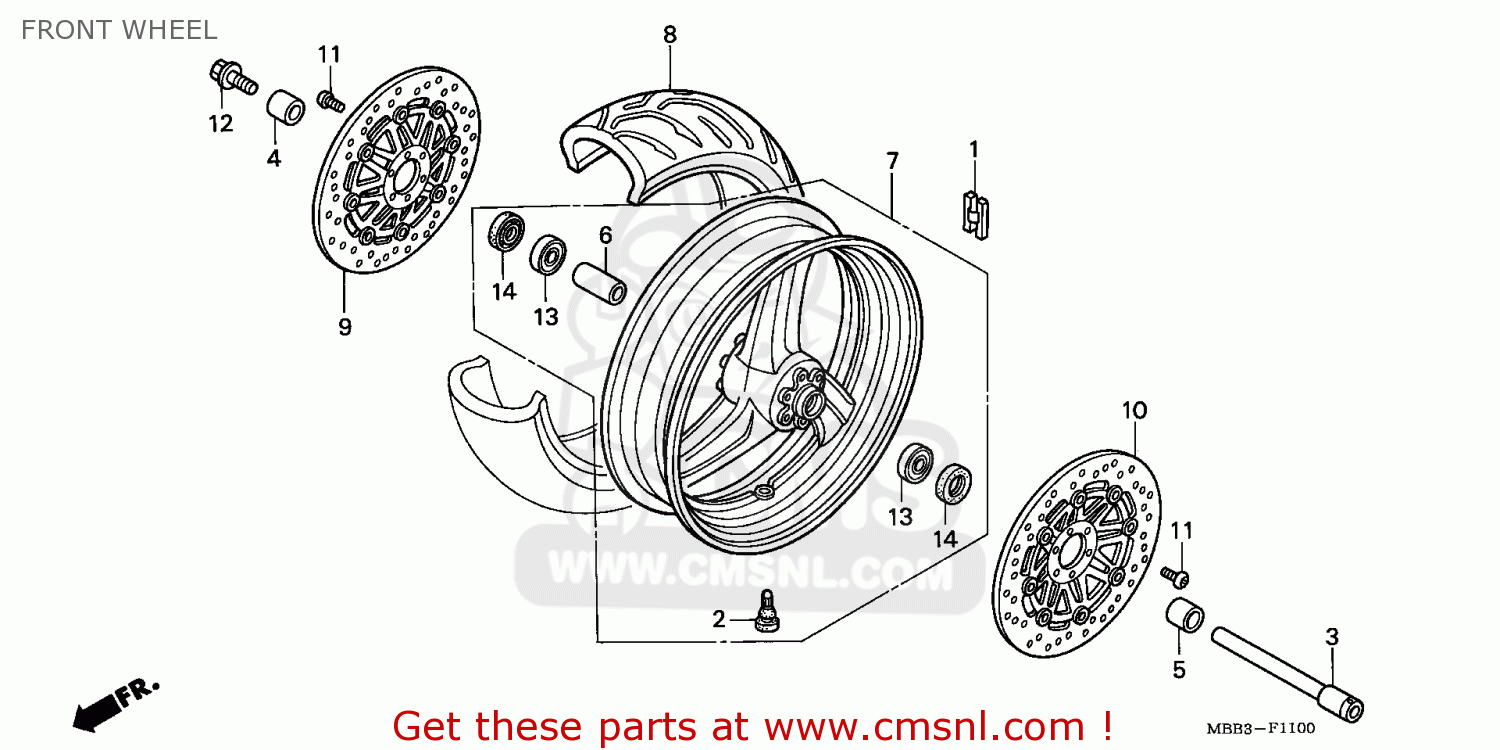 Honda VTR1000F FIRESTORM 1999 (X) EUROPEAN DIRECT SALES FRONT WHEEL ...