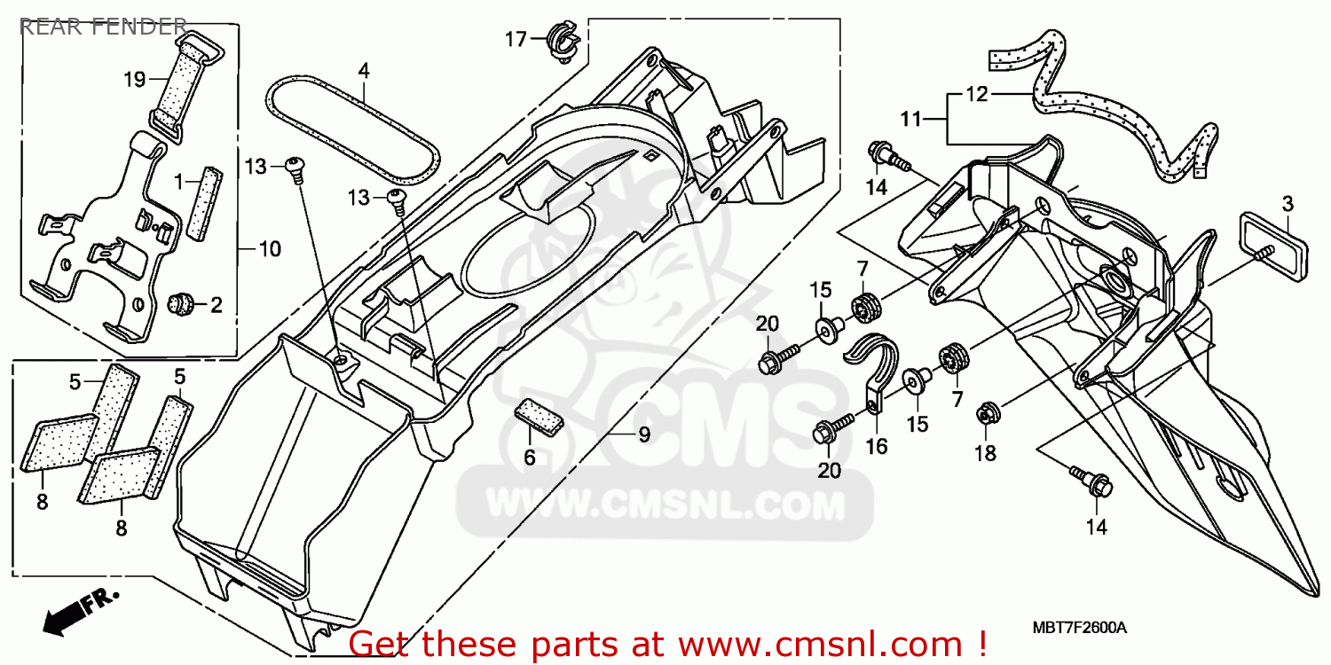Honda XL1000V VARADERO 2010 (A) EUROPEAN DIRECT SALES REAR FENDER - buy ...