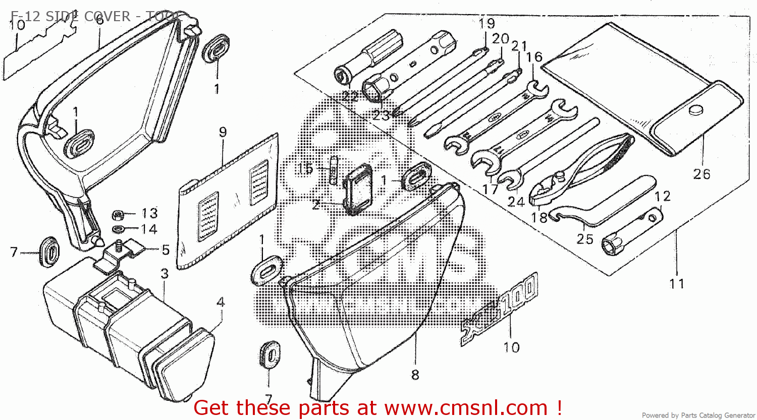 Honda XL100K3 U.S.A F-12 SIDE COVER - TOOL - buy F-12 SIDE COVER - TOOL ...
