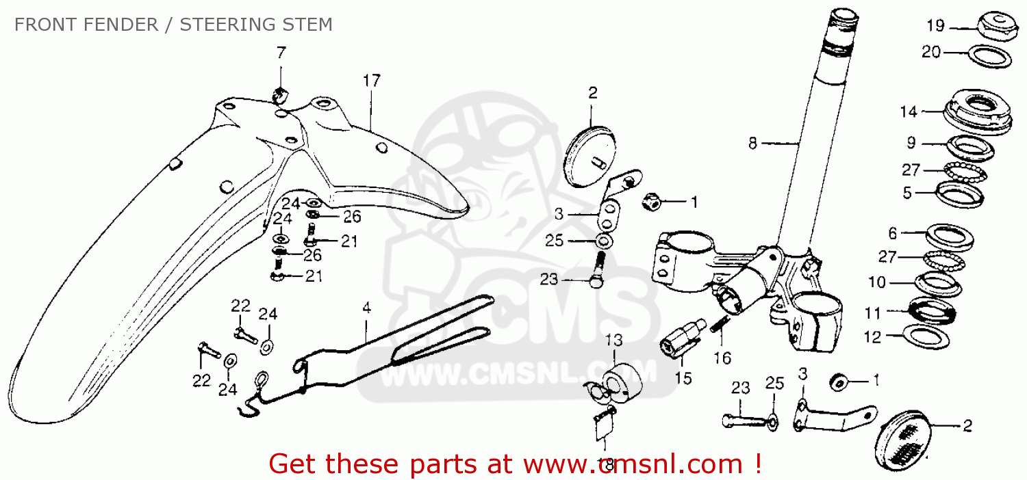 Honda XL175 K4 1977 USA parts lists and schematics