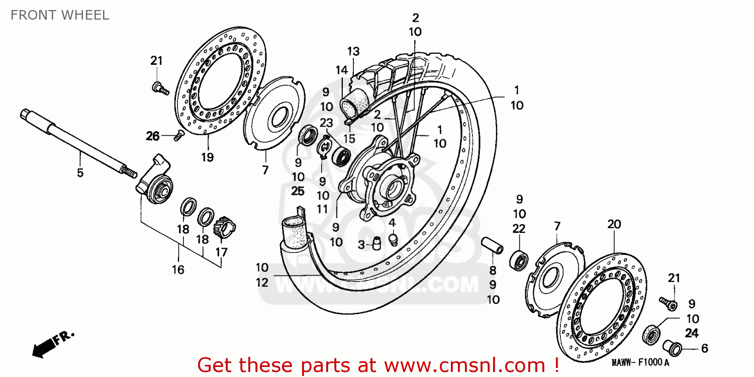 Honda XL600V TRANSALP 1997 (V) ITALY KPH FRONT WHEEL - buy FRONT WHEEL ...