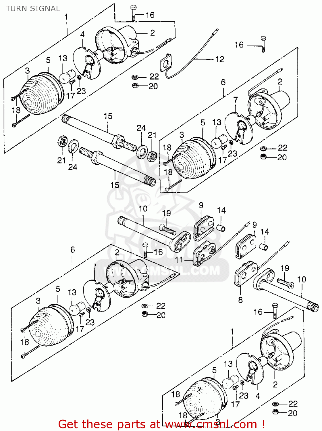 Honda Honda XL70 K0 1976 USA parts lists and schematics