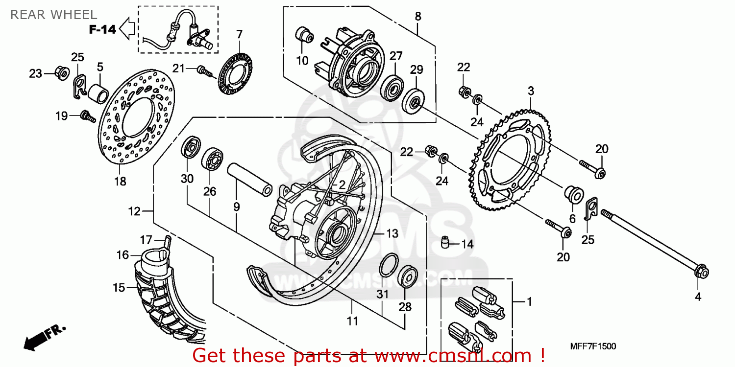 Honda XL700V TRANSALP 2010 (A) ENGLAND / MKH REAR WHEEL - buy REAR ...