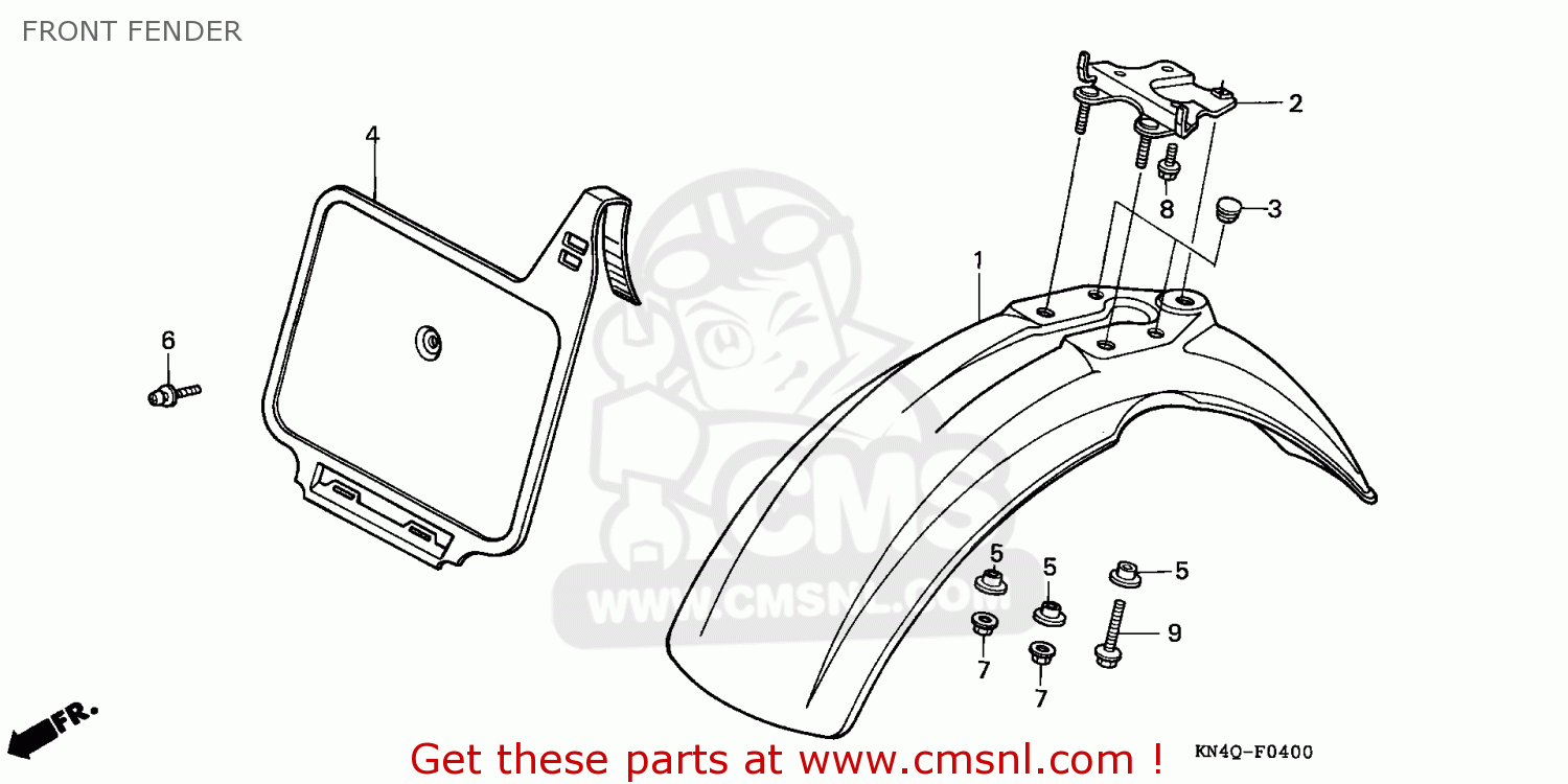 Honda XR100R 1999 (X) EUROPEAN DIRECT SALES FRONT FENDER - buy FRONT ...
