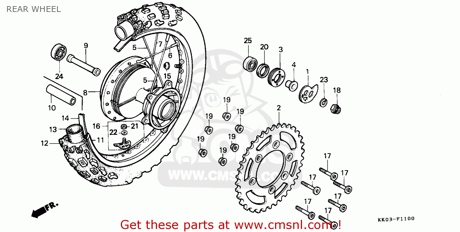 Honda XR200R 1984 (E) CANADA / CMF REAR WHEEL - buy REAR WHEEL spares ...