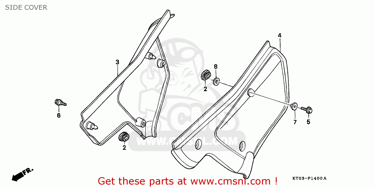 Honda XR200R 1994 (R) AUSTRALIA SIDE COVER - buy SIDE COVER spares online
