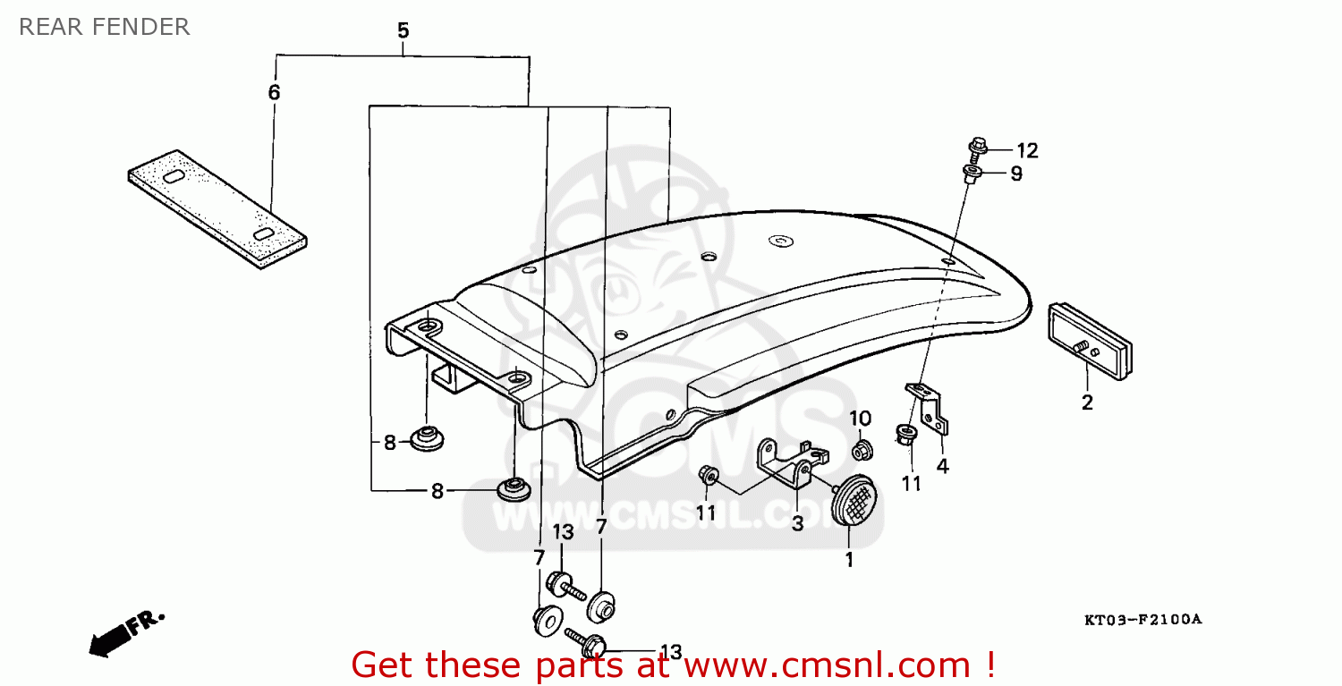 Honda XR200R 2000 (Y) CANADA / REF REAR FENDER - buy REAR FENDER spares ...