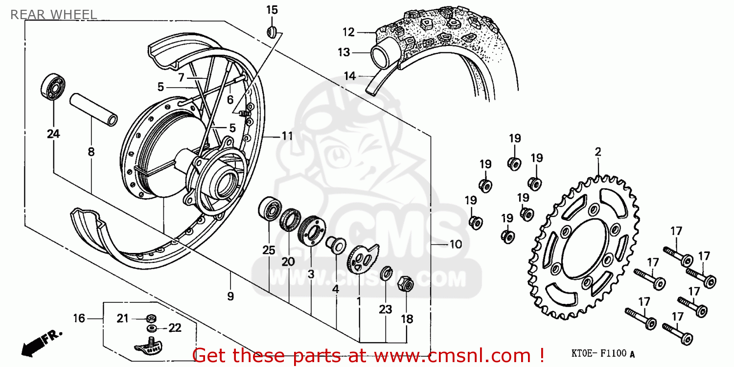 Honda XR200R 2002 (2) AUSTRALIA REAR WHEEL - buy REAR WHEEL spares online