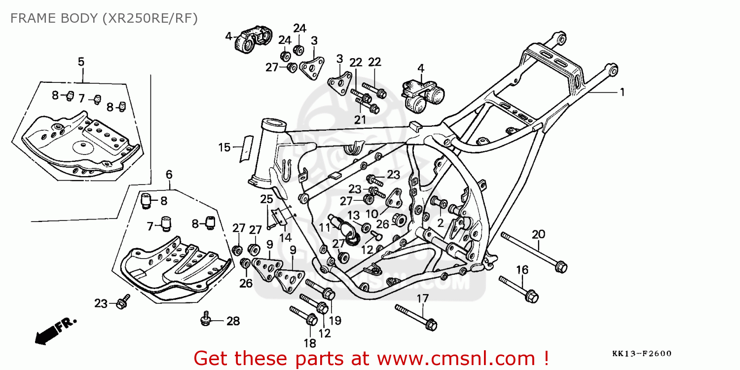 Honda XR250R 1984 (E) AUSTRALIA FRAME BODY (XR250RE/RF) - buy FRAME BODY (XR250RE/RF) spares online