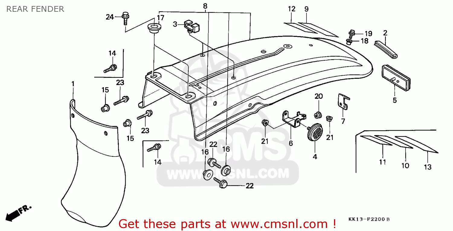 Honda XR250R 1986 (G) AUSTRALIA REAR FENDER - buy REAR FENDER spares online