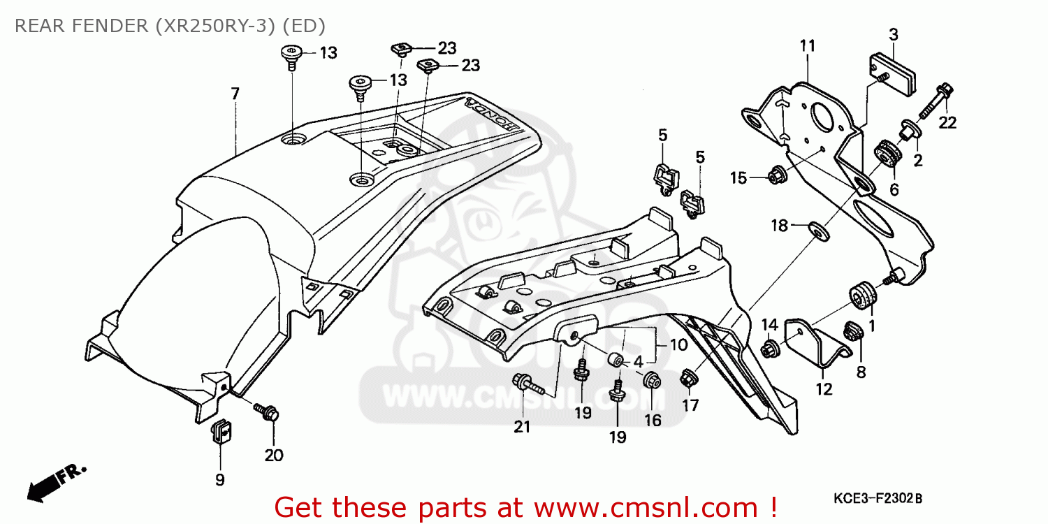 Honda XR250R 2000 (Y) EUROPEAN DIRECT SALES REAR FENDER (XR250RY-3) (ED ...