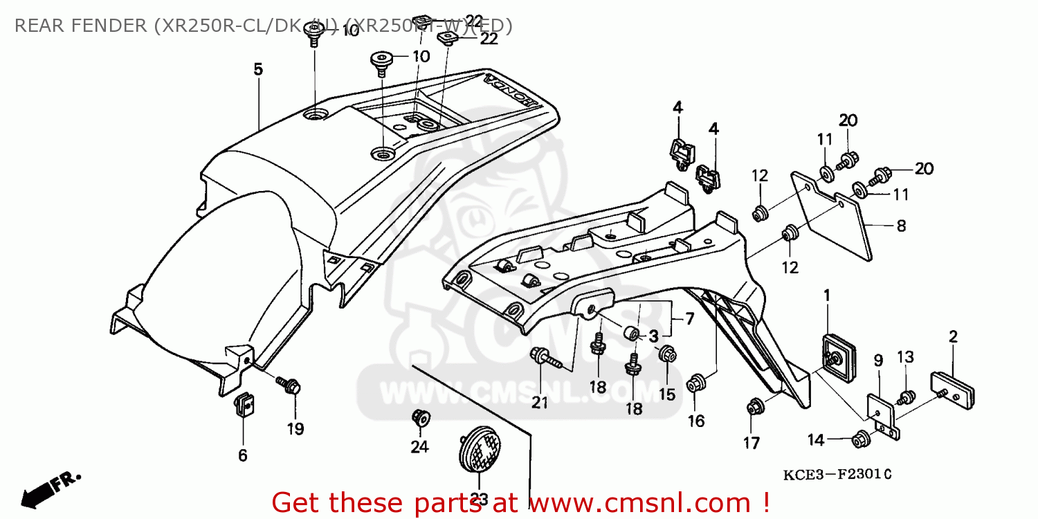 Honda XR250R 2001 (1) AUSTRALIA / SSW REAR FENDER (XR250R-CL/DK /U ...