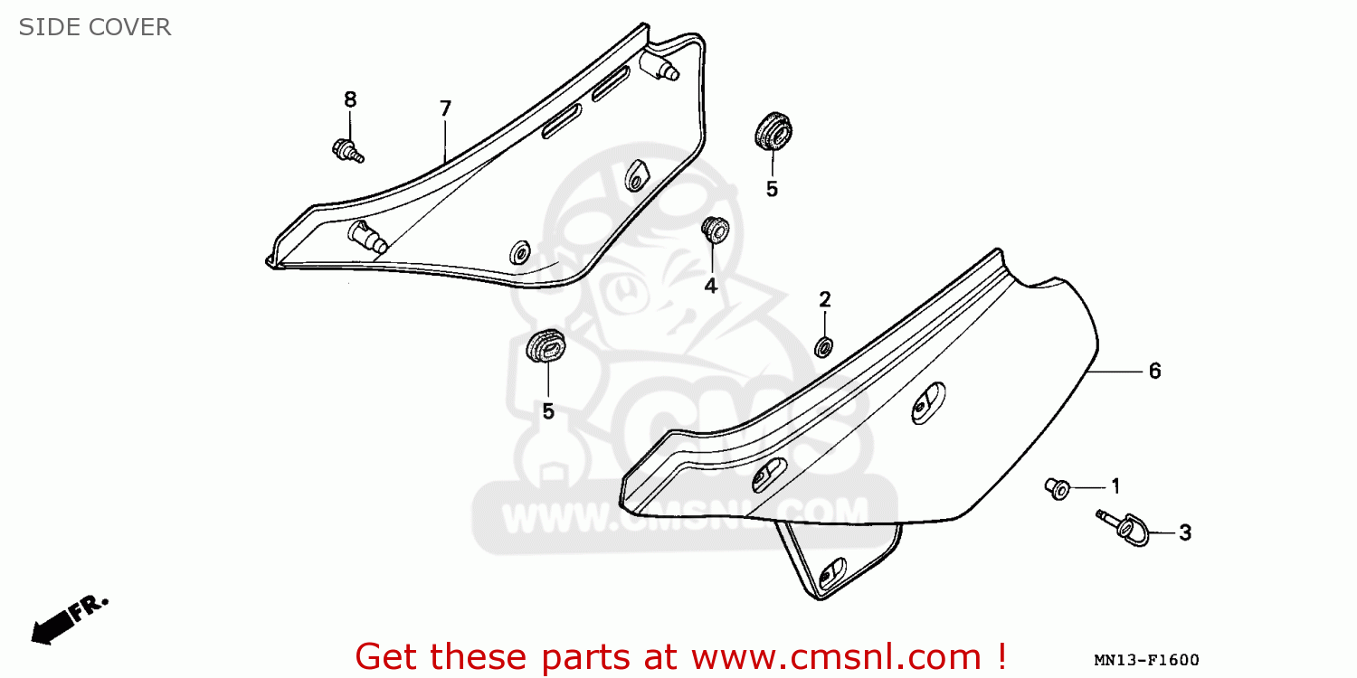 Honda XR600R 1993 (P) AUSTRALIA SIDE COVER - buy SIDE COVER spares online