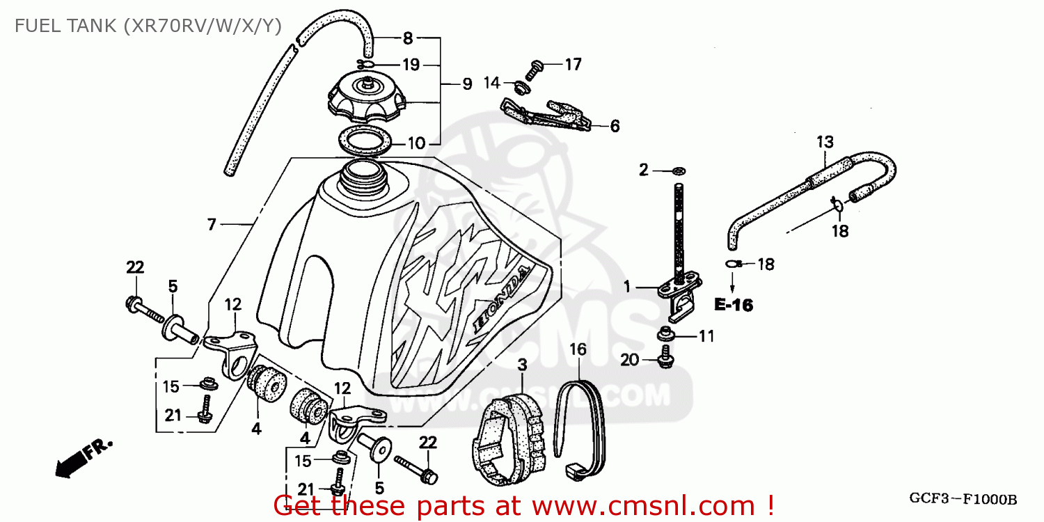 Honda XR70R 1997 (V) EUROPEAN DIRECT SALES FUEL TANK (XR70RV/W/X/Y ...