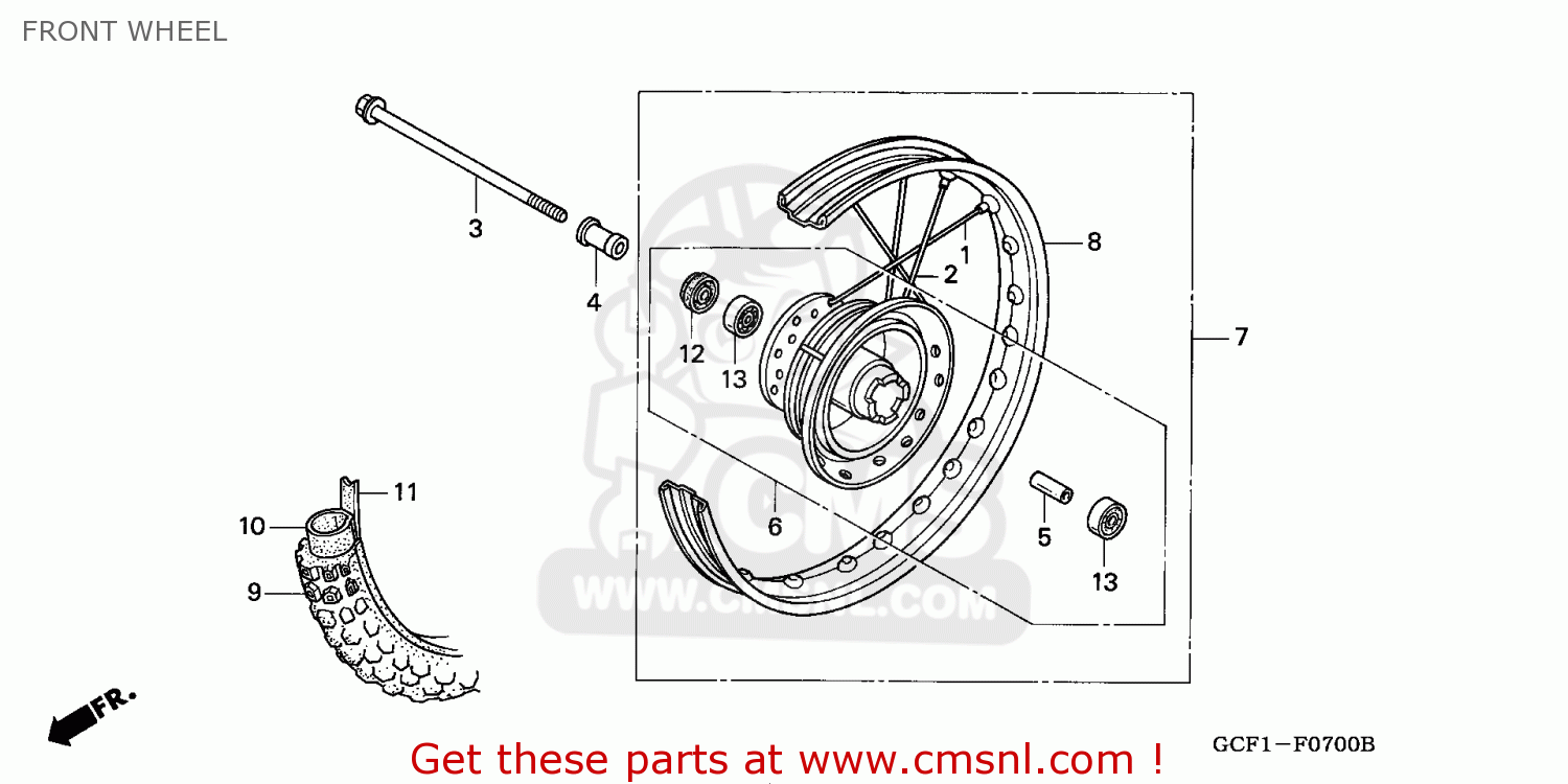 Honda XR70R 2002 (2) CANADA / REF FRONT WHEEL - buy FRONT WHEEL spares ...