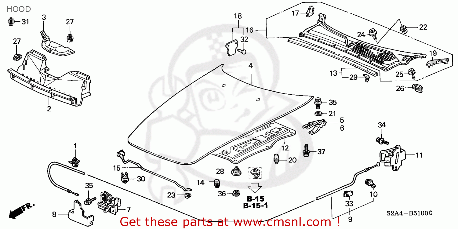 60100S2AA91ZZ: Hood Comp(dot) Honda - buy the 60100-S2A-A91ZZ at CMSNL