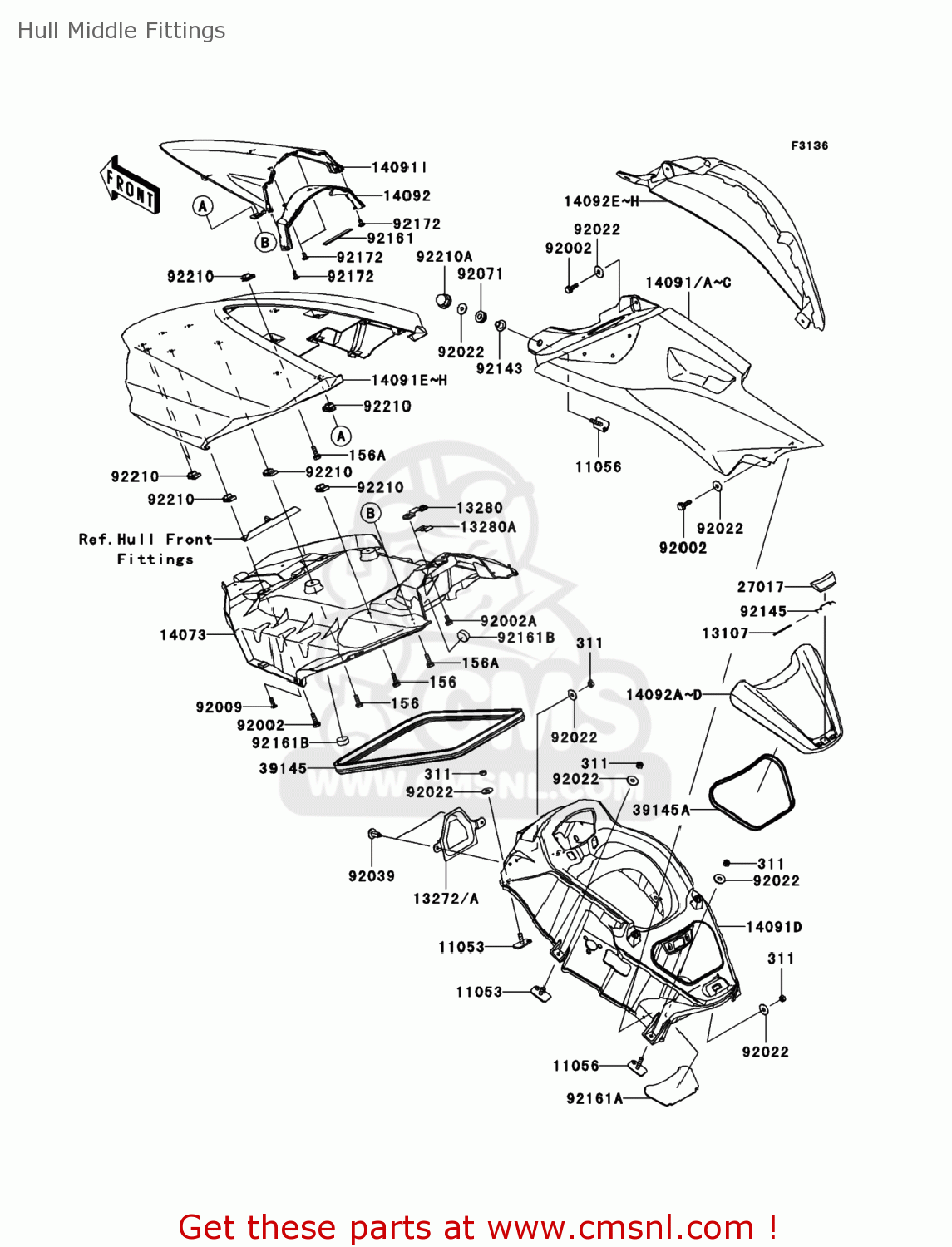 140923701367: Cover,center Storage, Kawasaki - buy the 14092-3701-367 ...