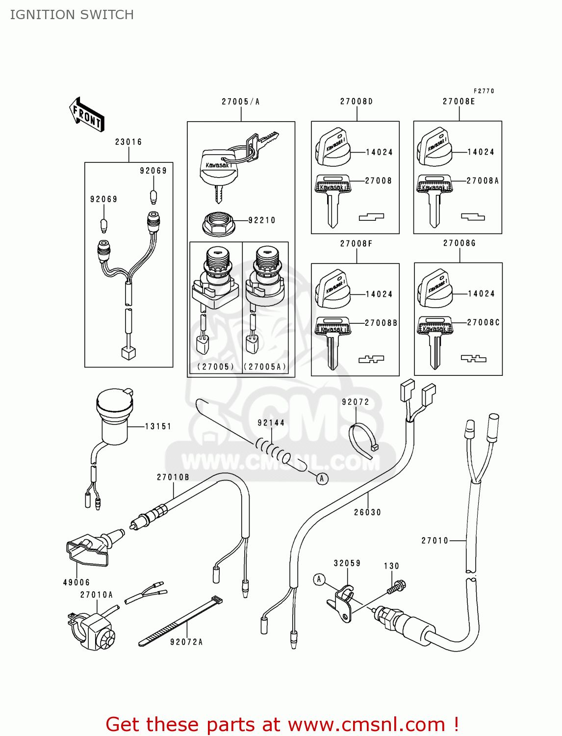 270051230: Switch-assy-ignition Kawasaki - buy the 27005-1230 at CMSNL