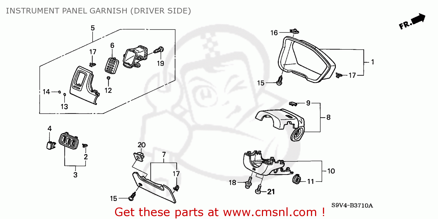 77360S9VA02ZA: Cvr, Column *nh167l* Honda - buy the 77360-S9V-A02ZA at ...