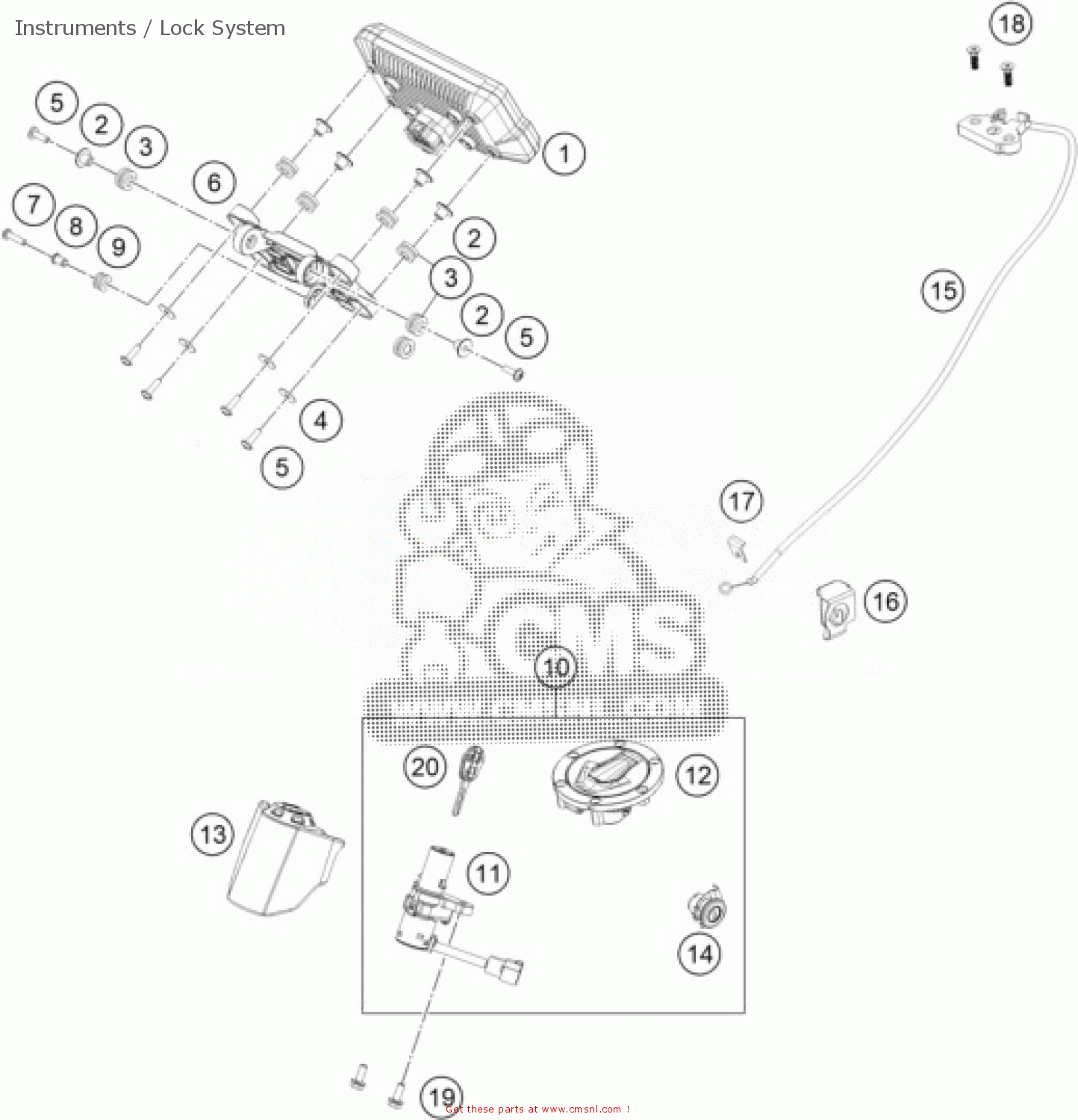 LOCK KIT CMPL. for 390 Adventure, orange - CKD CO 2020 - order at CMSNL